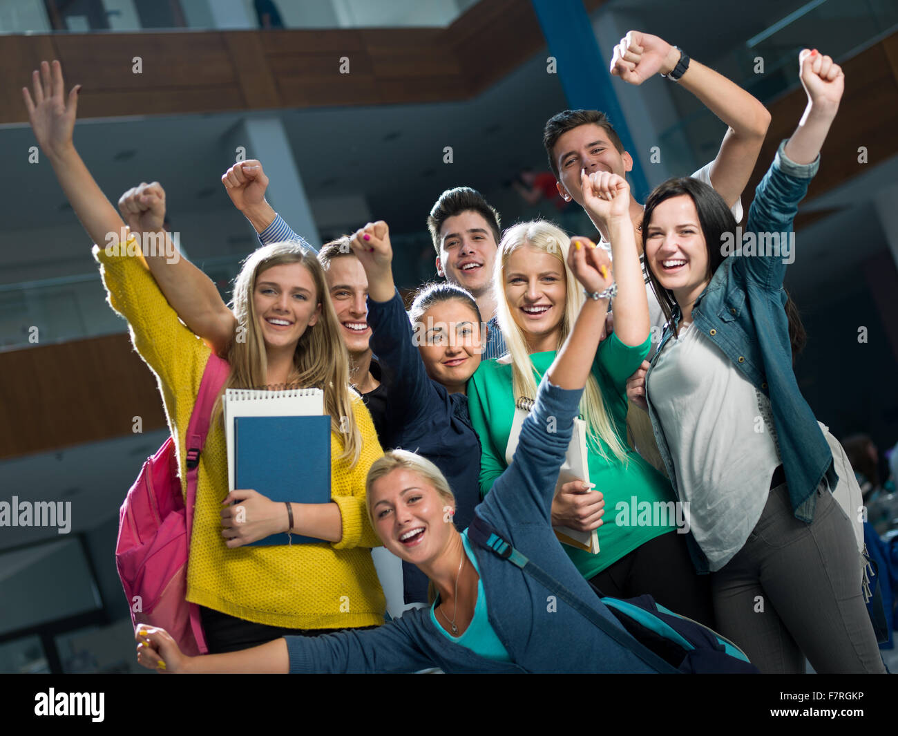 happy students group study in classroom Stock Photo - Alamy
