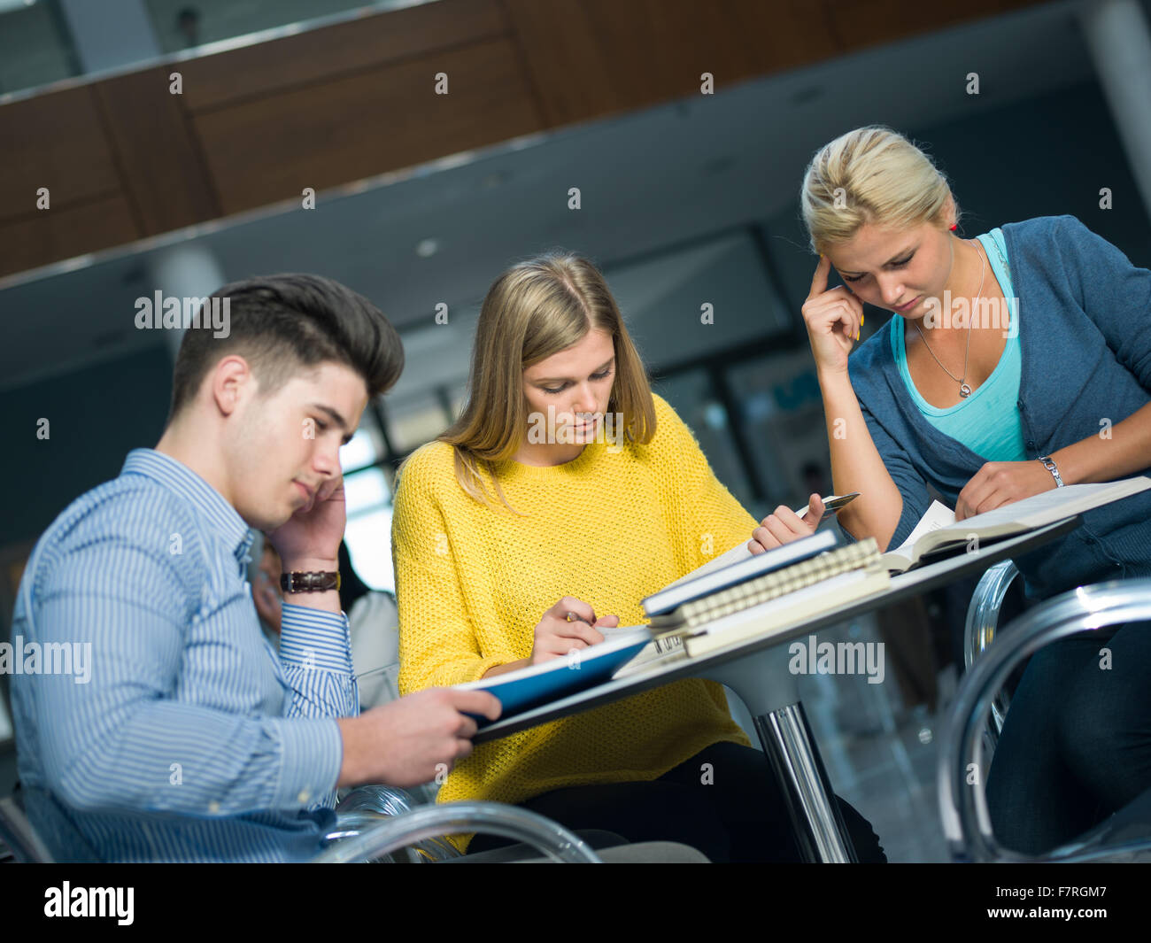 happy students group study in classroom Stock Photo - Alamy
