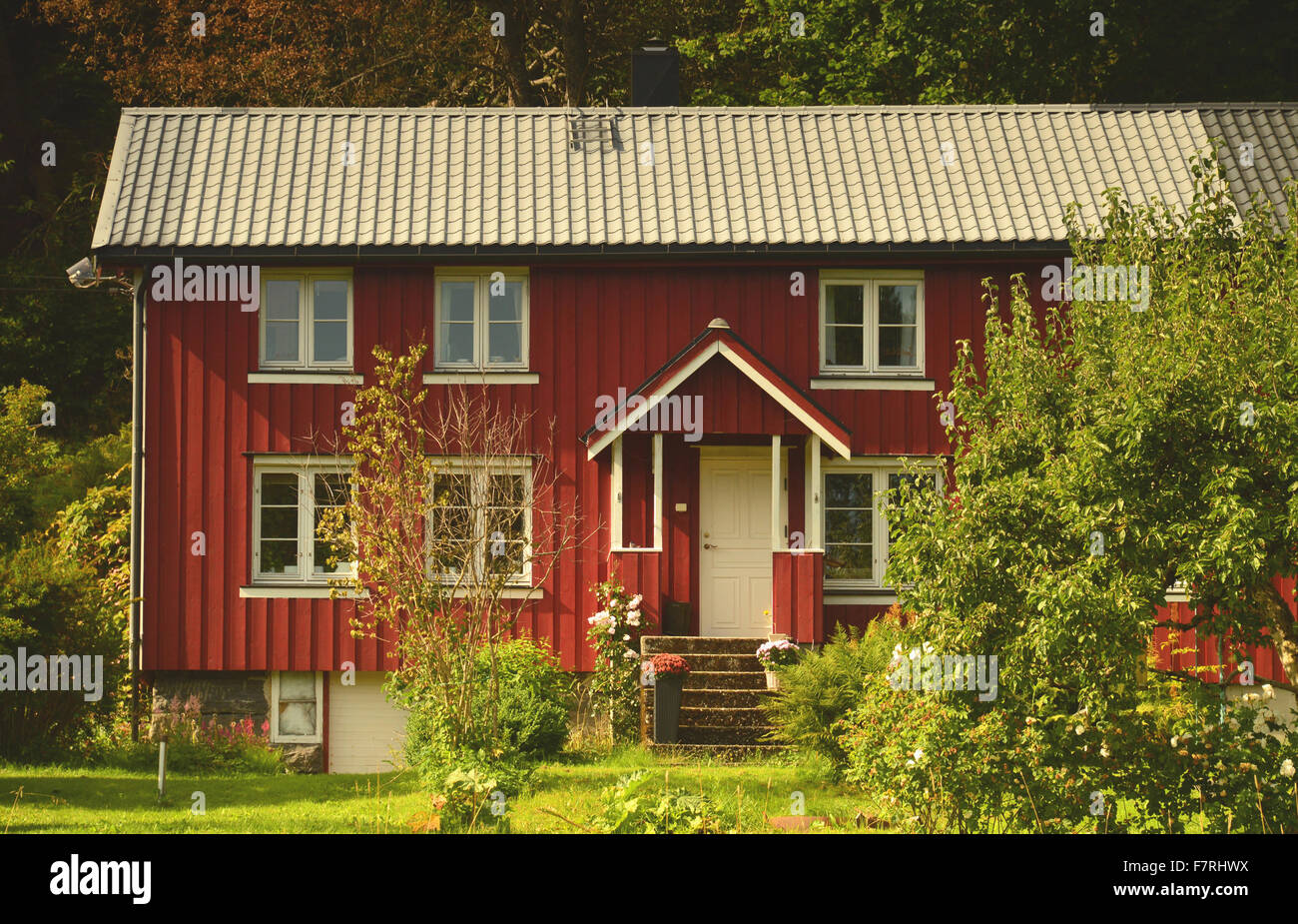 Typical Norwegian Red Wooden House Stock Photo - Alamy
