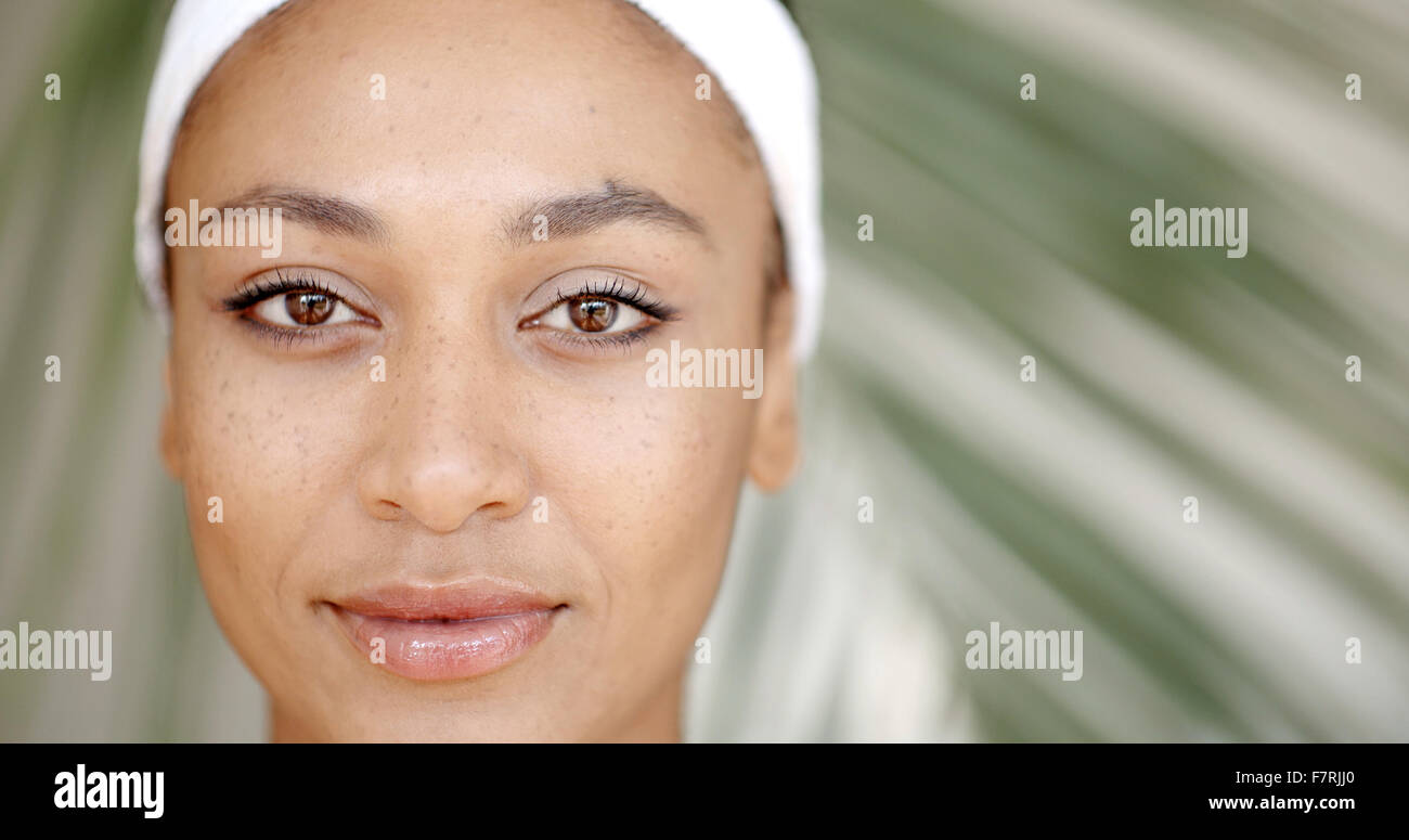 Clean Face Of A Young Woman Stock Photo - Alamy