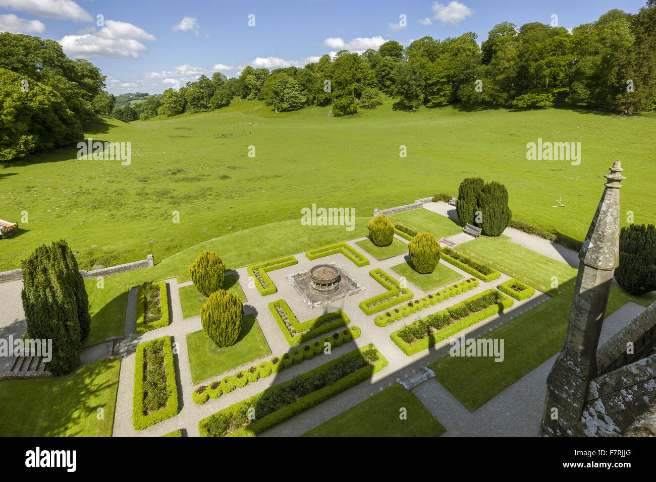 The valley from the roof of Newton House at Dinefwr, Carmarthenshire ...
