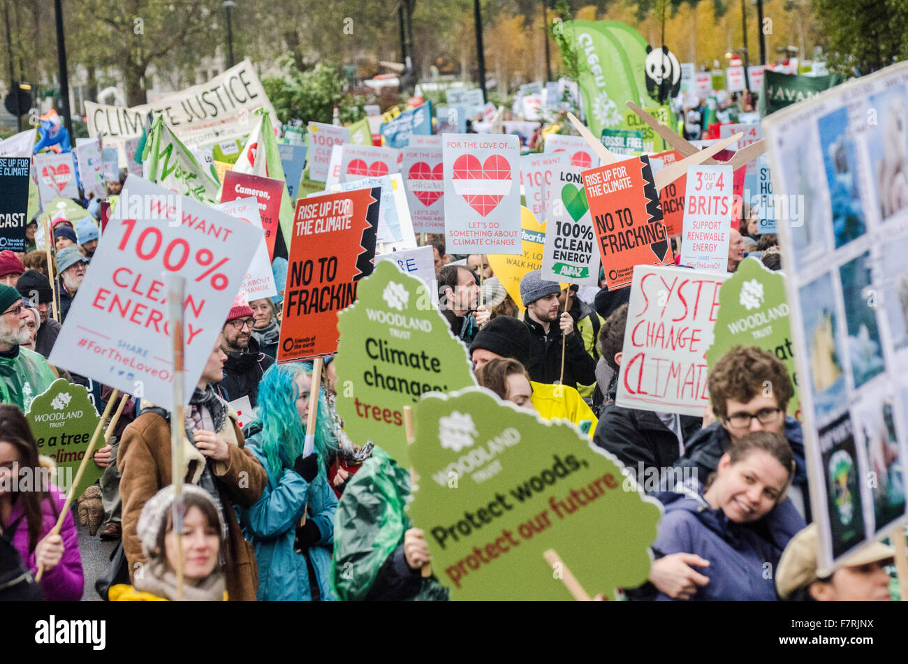 People taking part in the Climate March to Westminster, Millbank. This ...