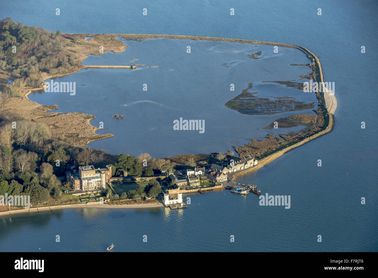 An aerial view of Brownsea Island, Dorset. Brownsea Island sits in the ...