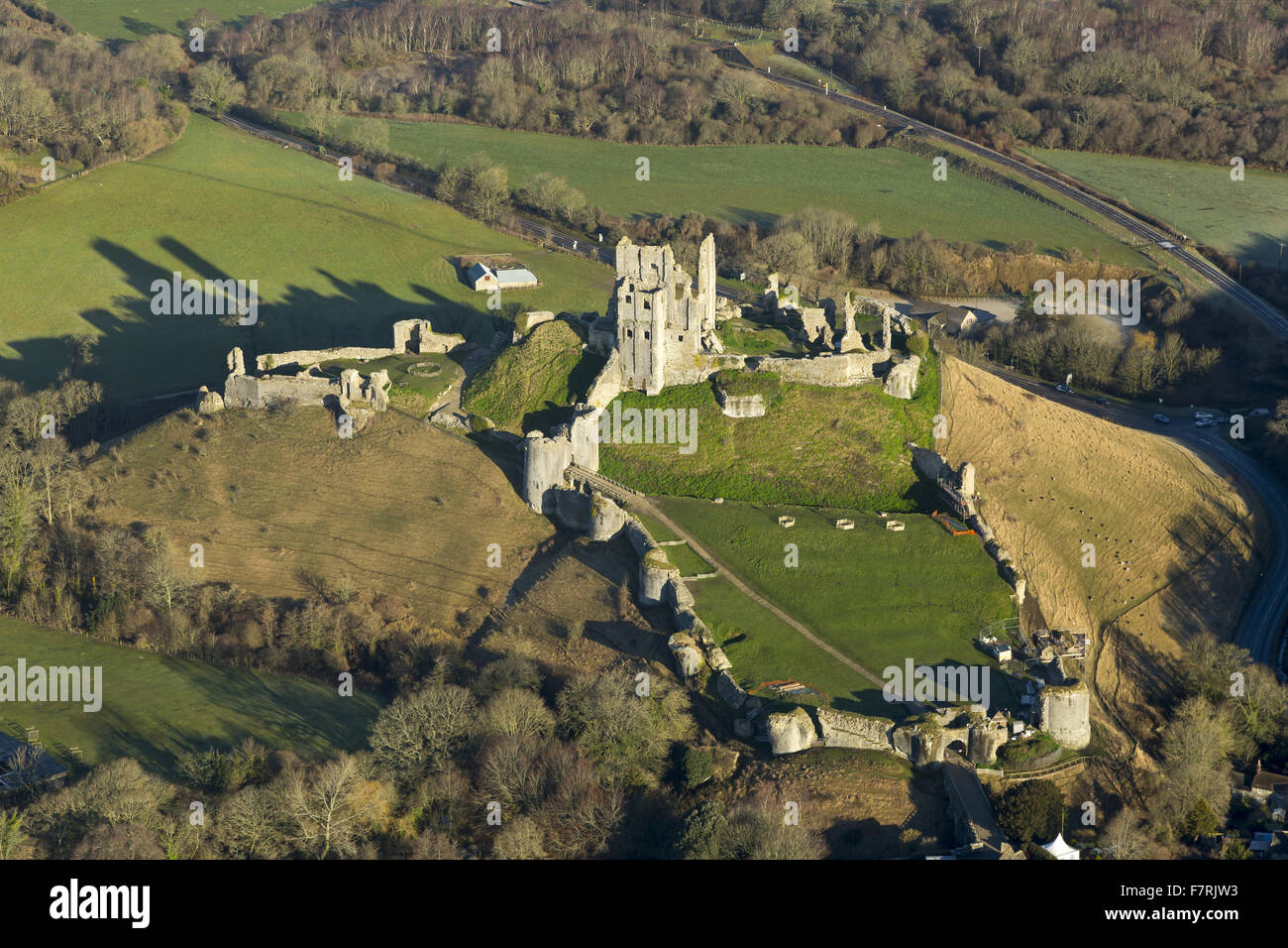 An aerial view of Corfe Castle, Dorset Stock Photo - Alamy
