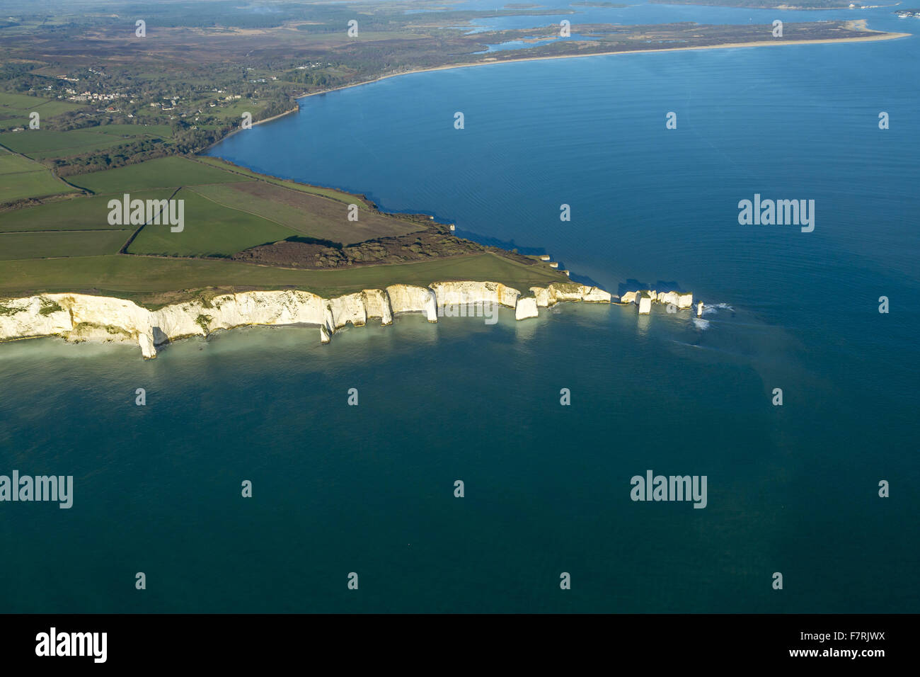 An aerial view of Old Harry Rocks, Isle of Purbeck, Dorset Stock Photo ...