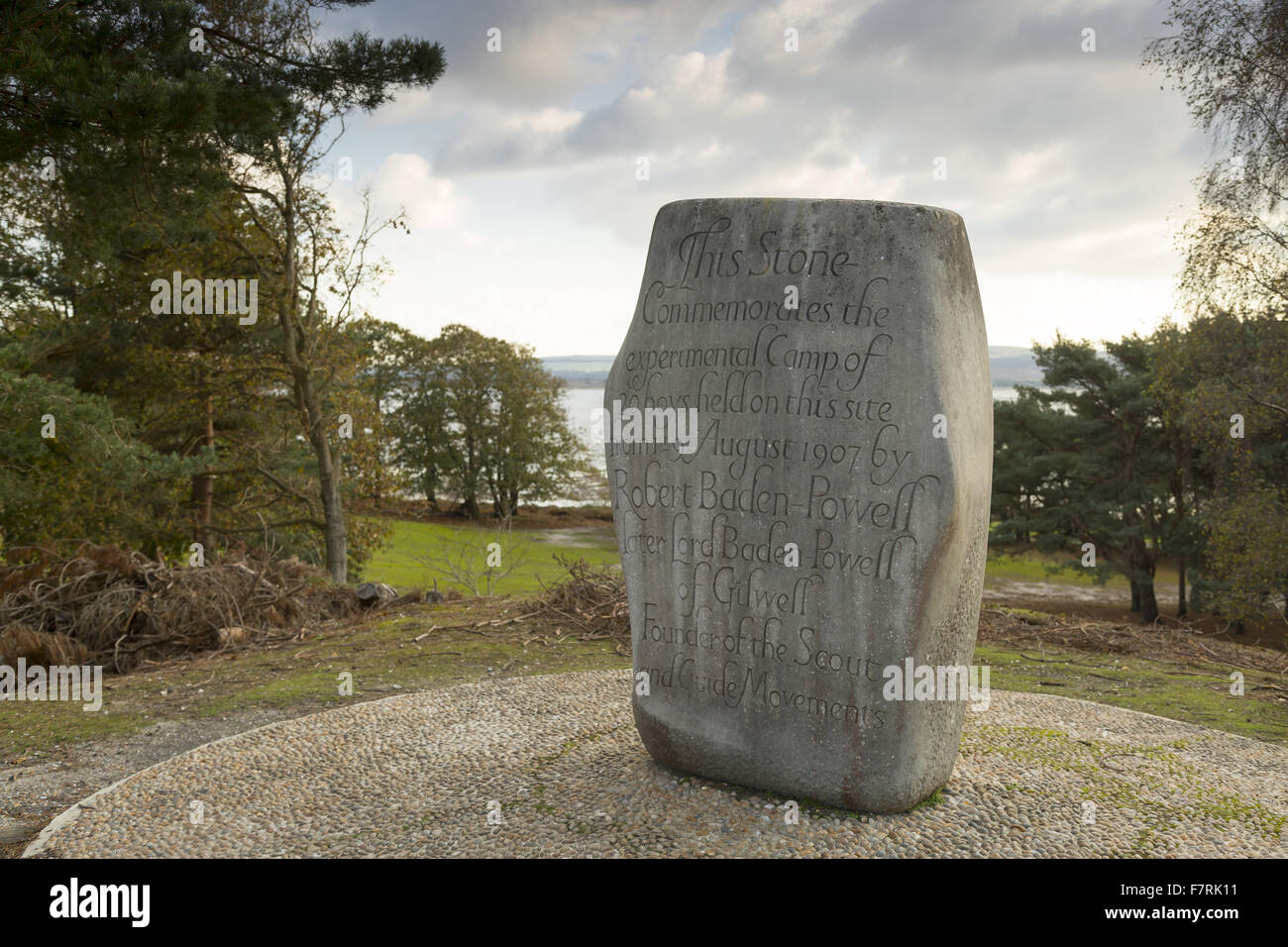 The monument to the first Scout camp, which was held on Brownsea Island ...