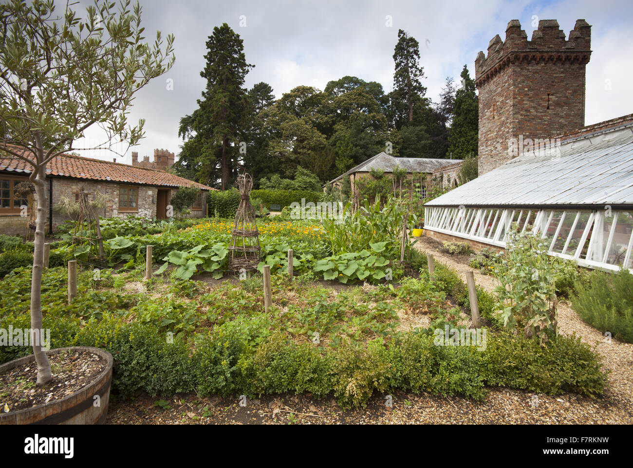 The Walled Garden at Oxburgh Hall, Norfolk. Oxburgh was built in 1482 ...