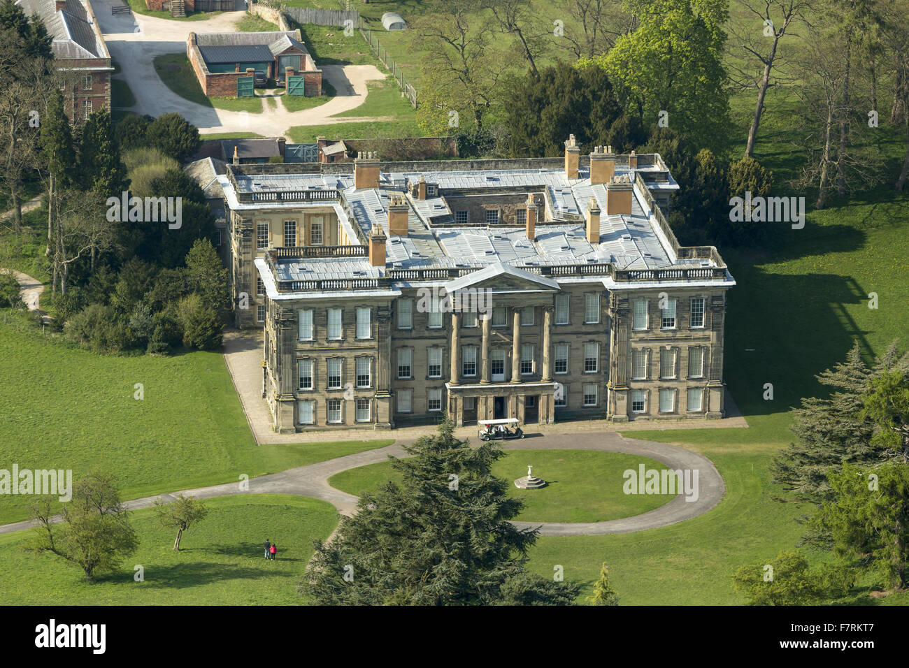 An aerial view of Calke Abbey, Derbyshire. There are beautiful, yet ...