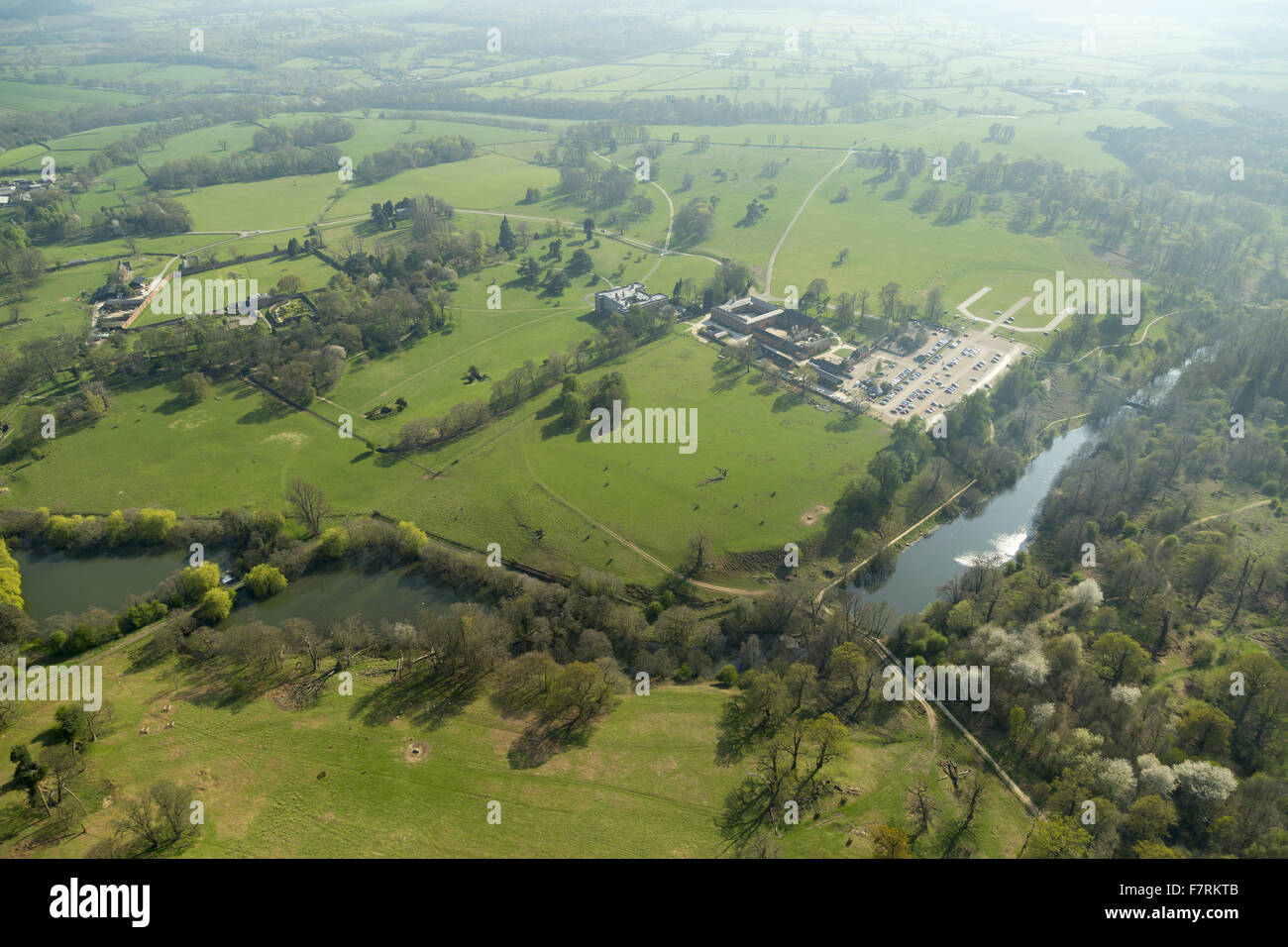An aerial view of Calke Abbey, Derbyshire. There are beautiful, yet ...