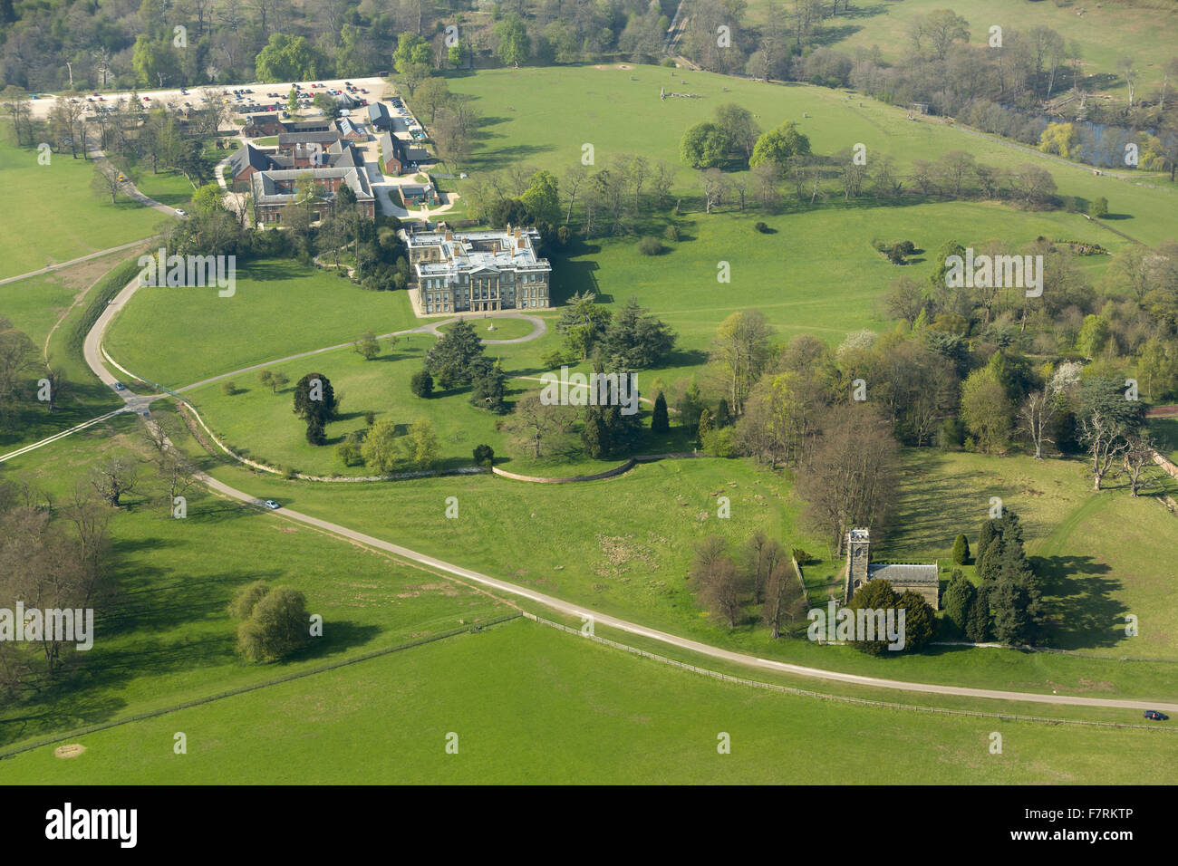 An aerial view of Calke Abbey, Derbyshire. There are beautiful, yet ...