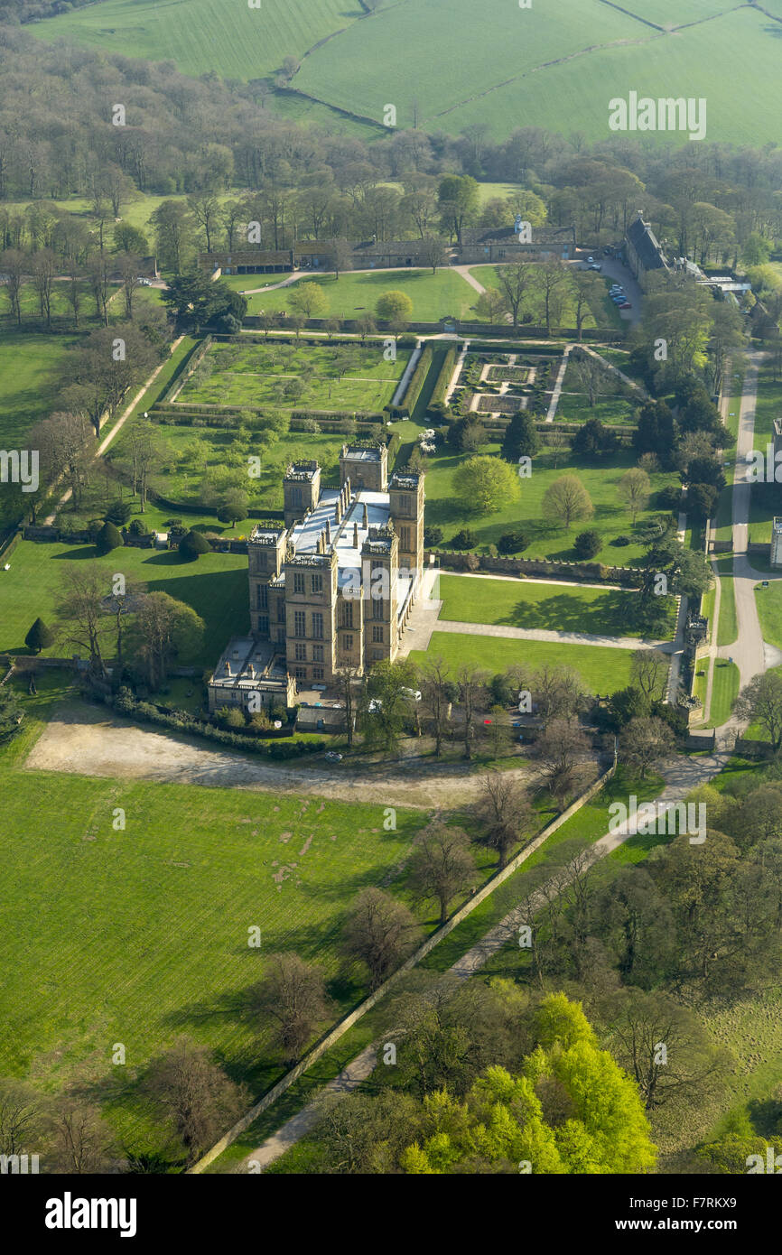 An aerial view of Hardwick Hall, Derbyshire. The Hardwick estate is ...