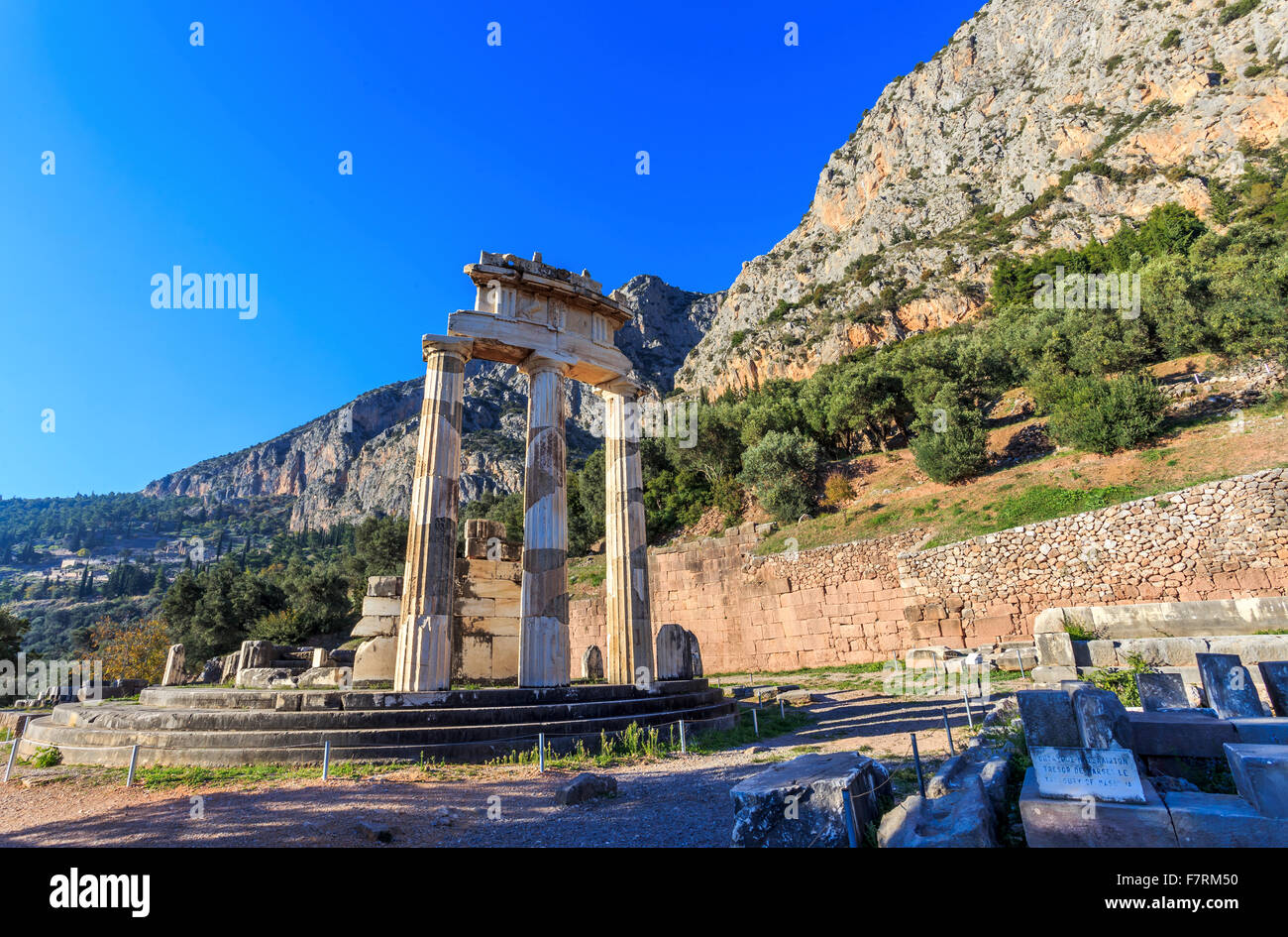 ruins Athina Pronaia temple in Ancient Delphi, Greece Stock Photo - Alamy