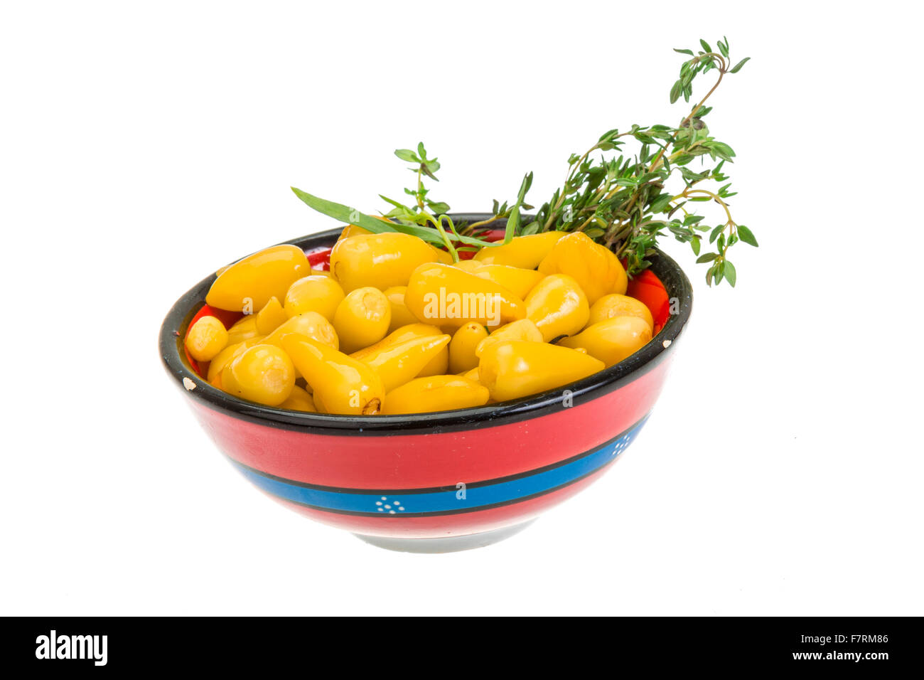 Yellow marinated hot pepper isolated Stock Photo - Alamy