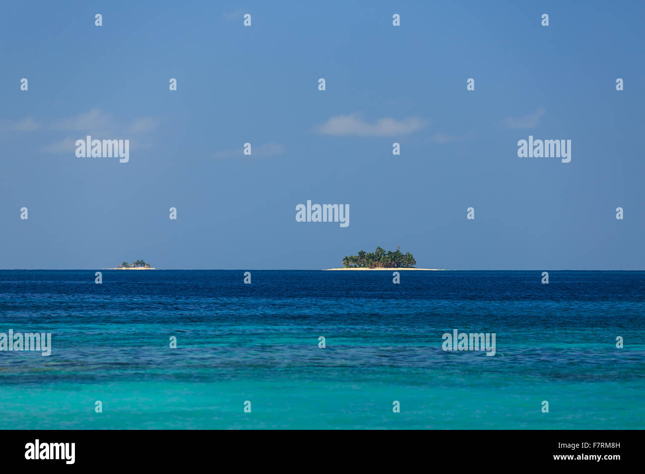 beautiful Cayos Cochinos or Cochinos Cays islands appear to be floating ...