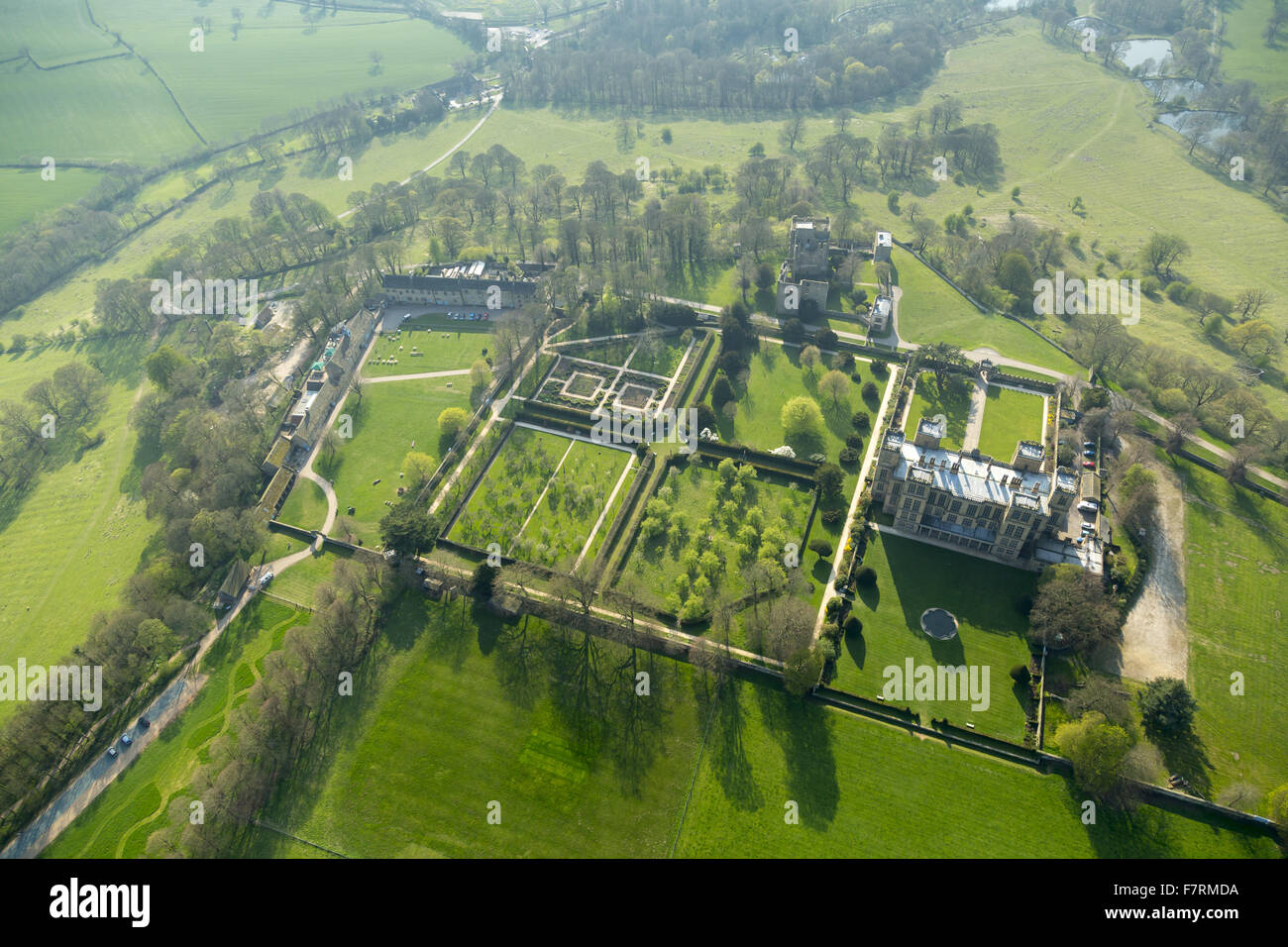 An aerial view of Hardwick Hall, Derbyshire. The Hardwick estate is ...