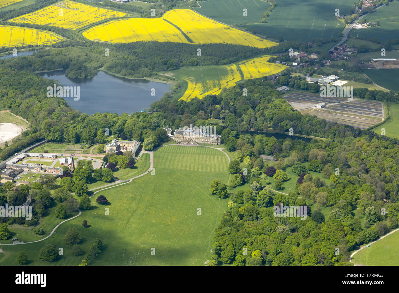 An aerial view of Nostell Priory and Parkland, West Yorkshire. Nostell ...