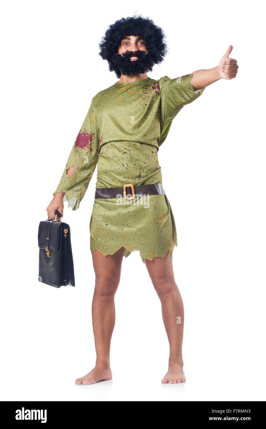 Savage man isolated on white Stock Photo - Alamy