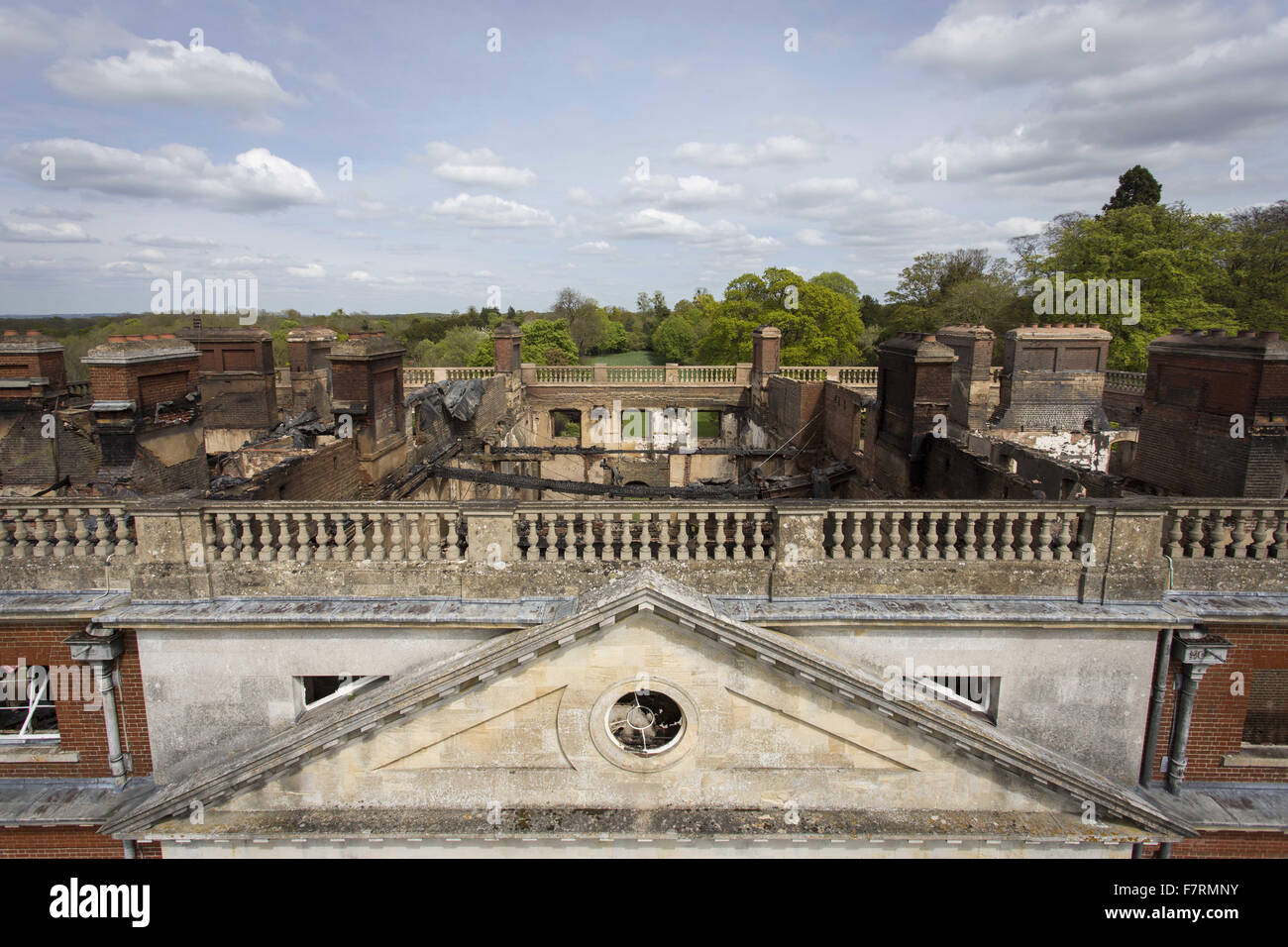 Two days after the devastating fire at Clandon Park, Surrey. A fire ...