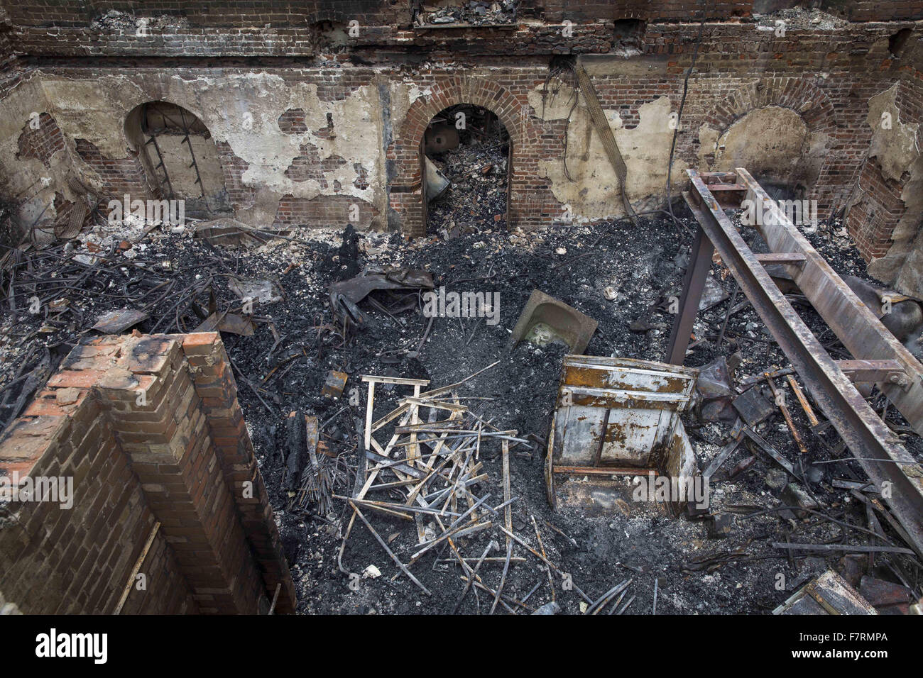 Two days after the devastating fire at Clandon Park, Surrey. A fire ...