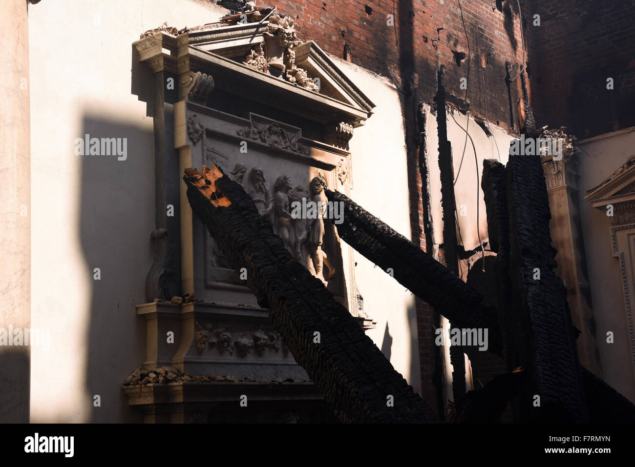 The day after the devastating fire at Clandon Park, Surrey. A fire ...