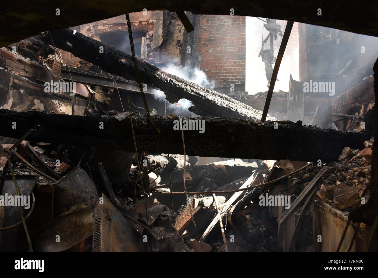 The day after the devastating fire at Clandon Park, Surrey. A fire ...