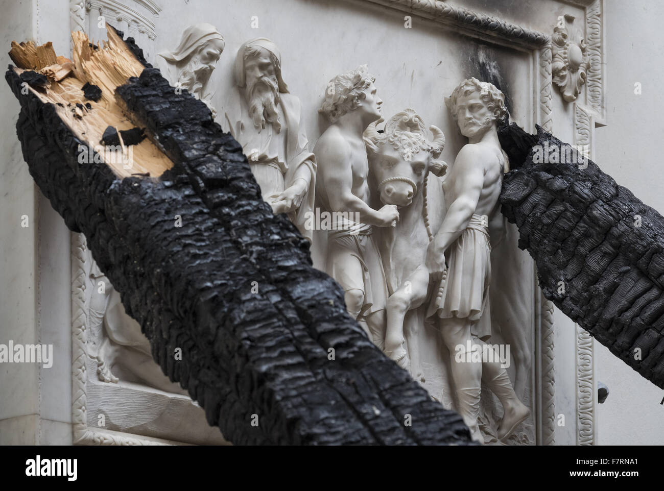 The Marble Hall two days after the devastating fire at Clandon Park ...
