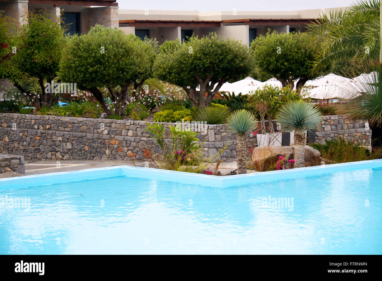 Swimming pool at luxury villa, Rhodes Greece Stock Photo - Alamy