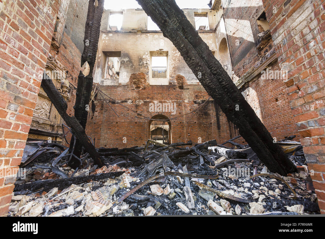 One week after the devastating fire at Clandon Park, Surrey. A fire ...