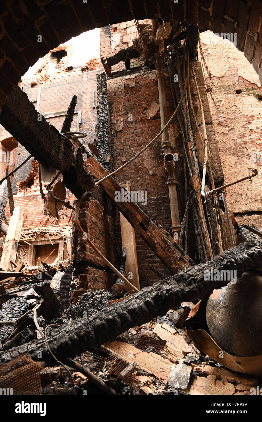 A week after the devastating fire at Clandon Park, Surrey. A fire broke ...