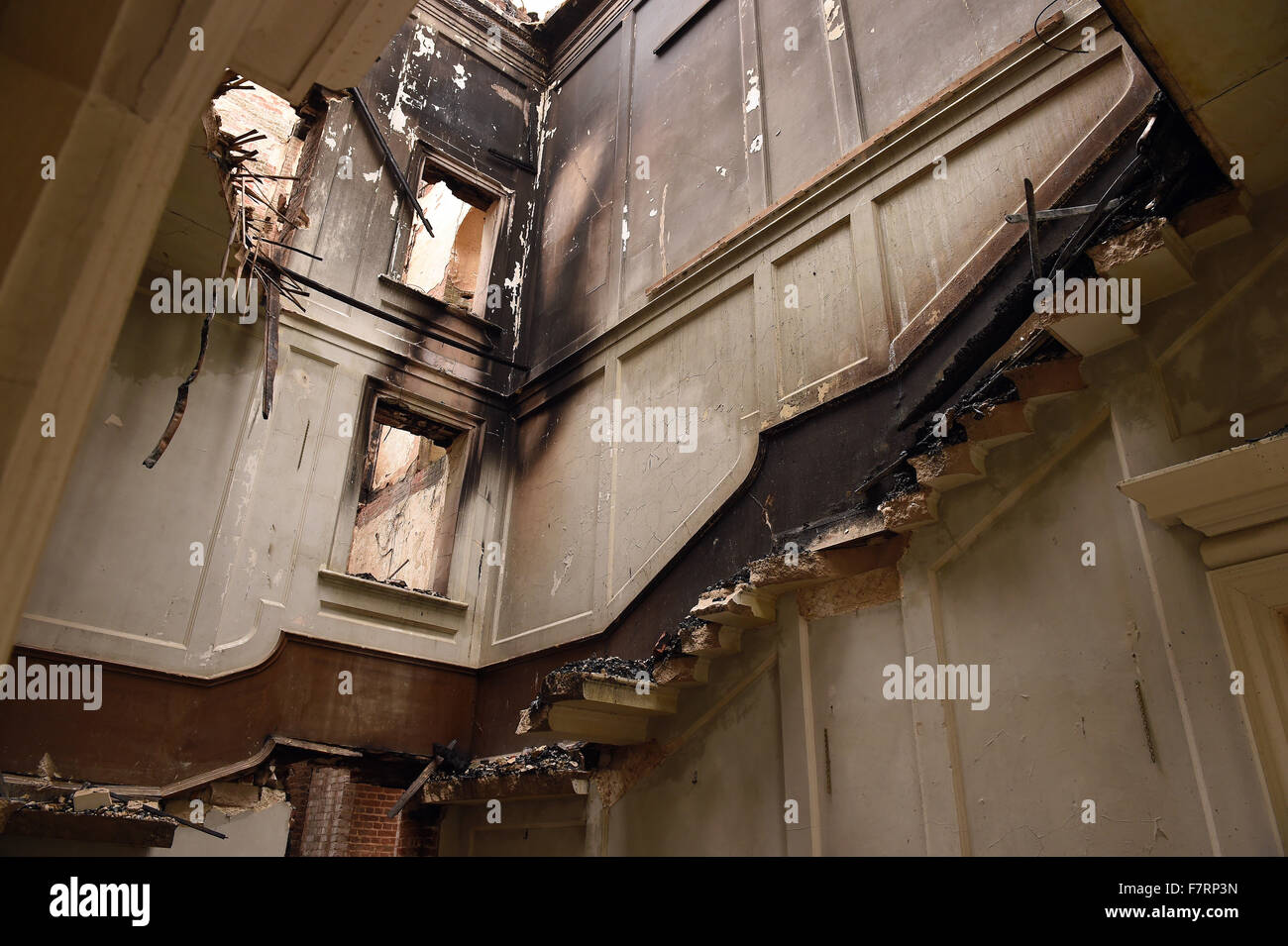 A week after the devastating fire at Clandon Park, Surrey. A fire broke ...