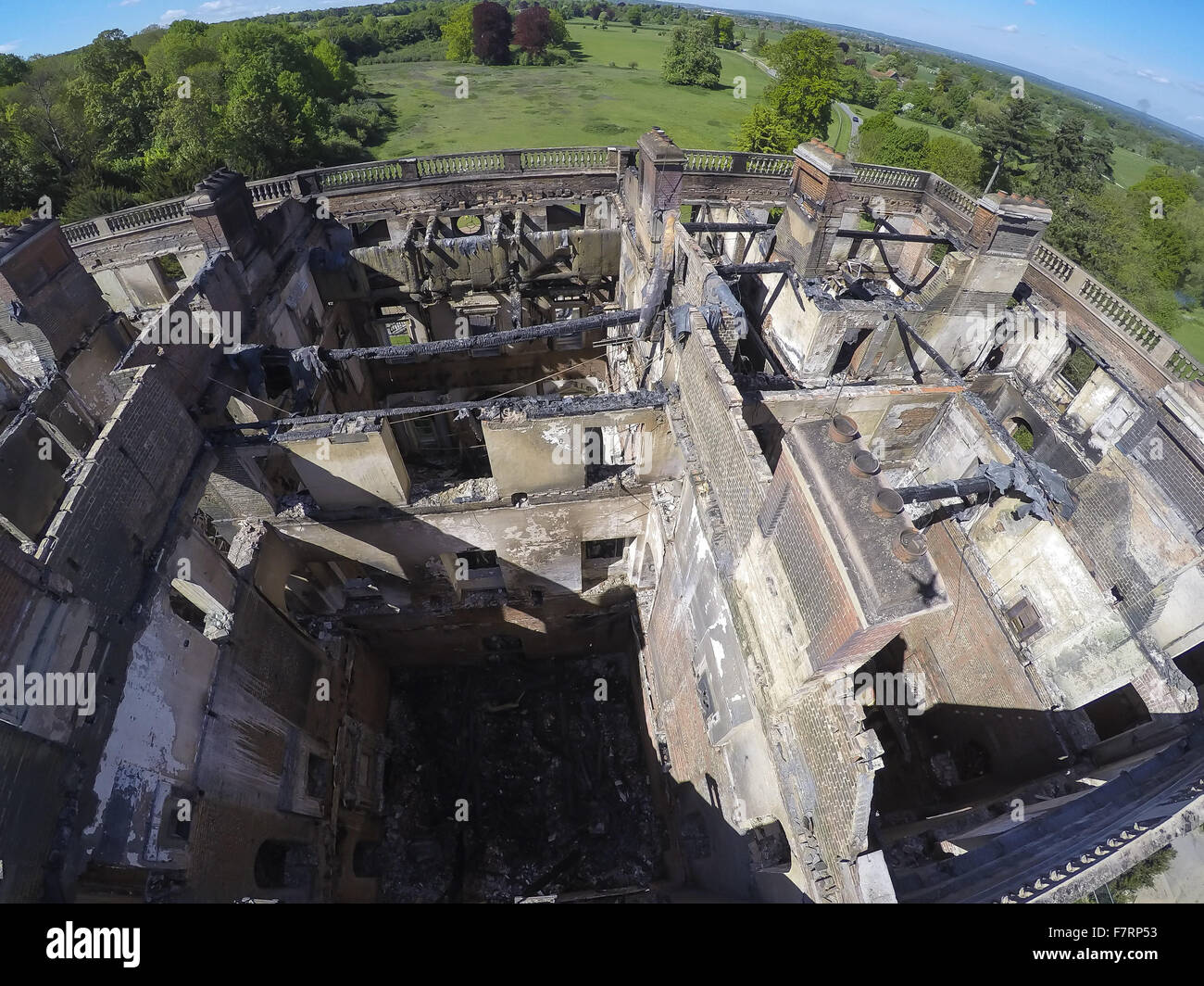 The aftermath of the devastating fire at Clandon Park, Surrey. A fire ...