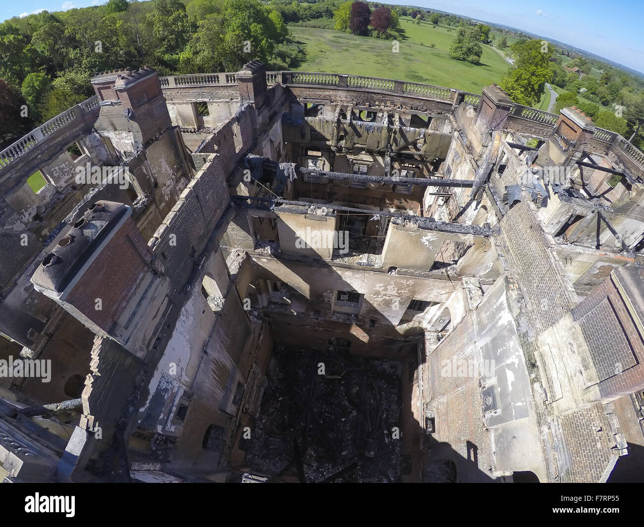 The aftermath of the devastating fire at Clandon Park, Surrey. A fire ...