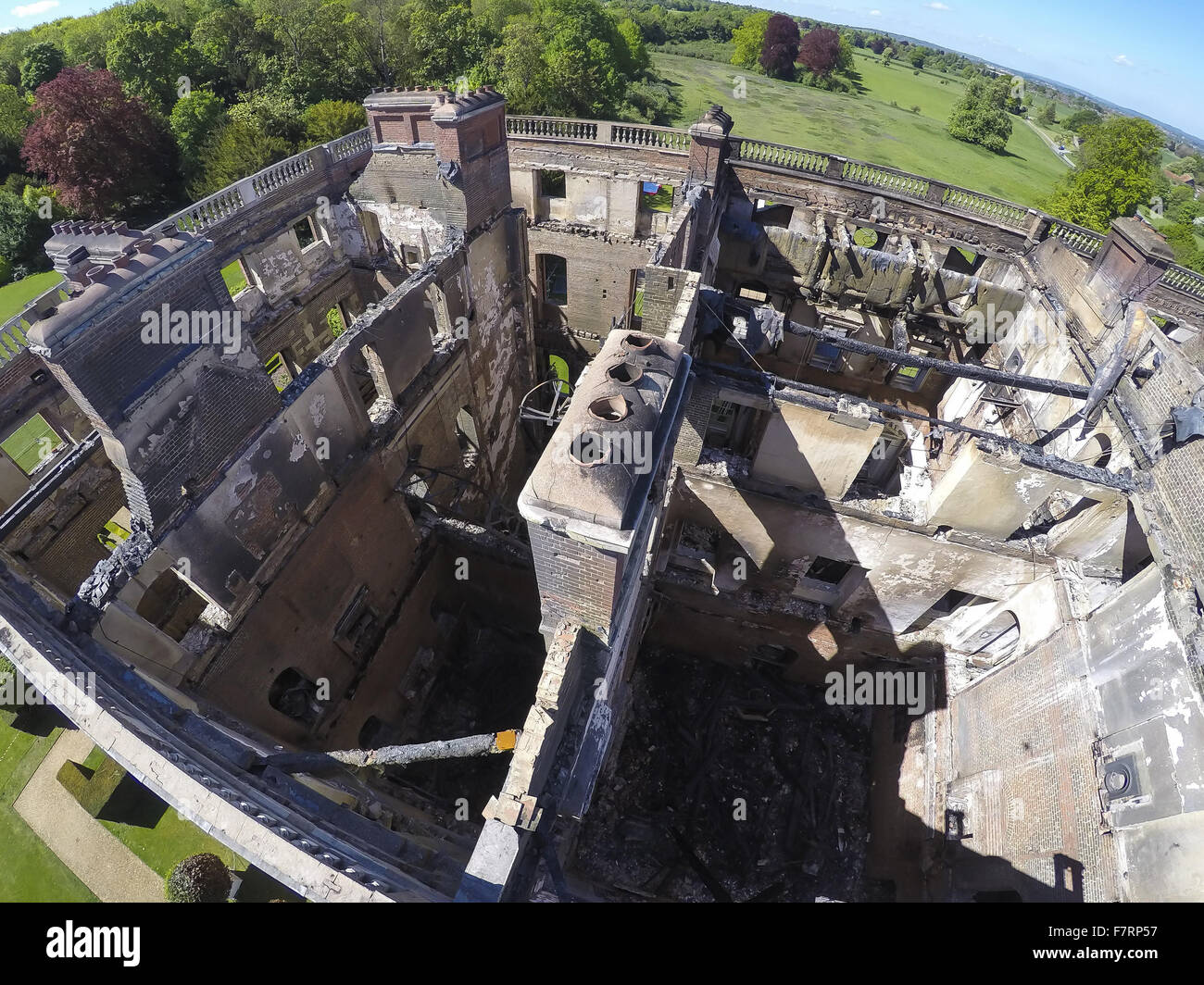 The aftermath of the devastating fire at Clandon Park, Surrey. A fire ...