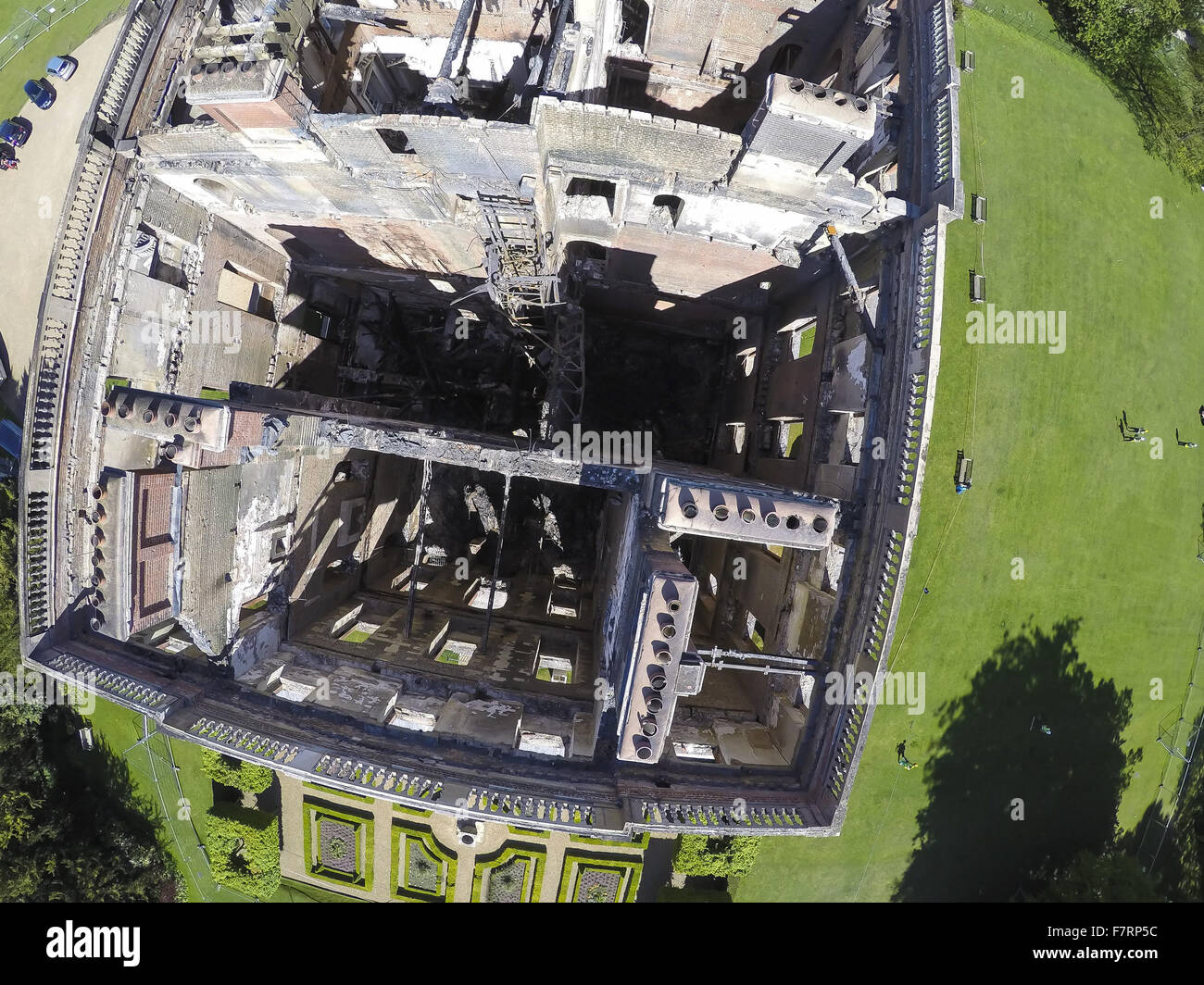 The aftermath of the devastating fire at Clandon Park, Surrey. A fire ...