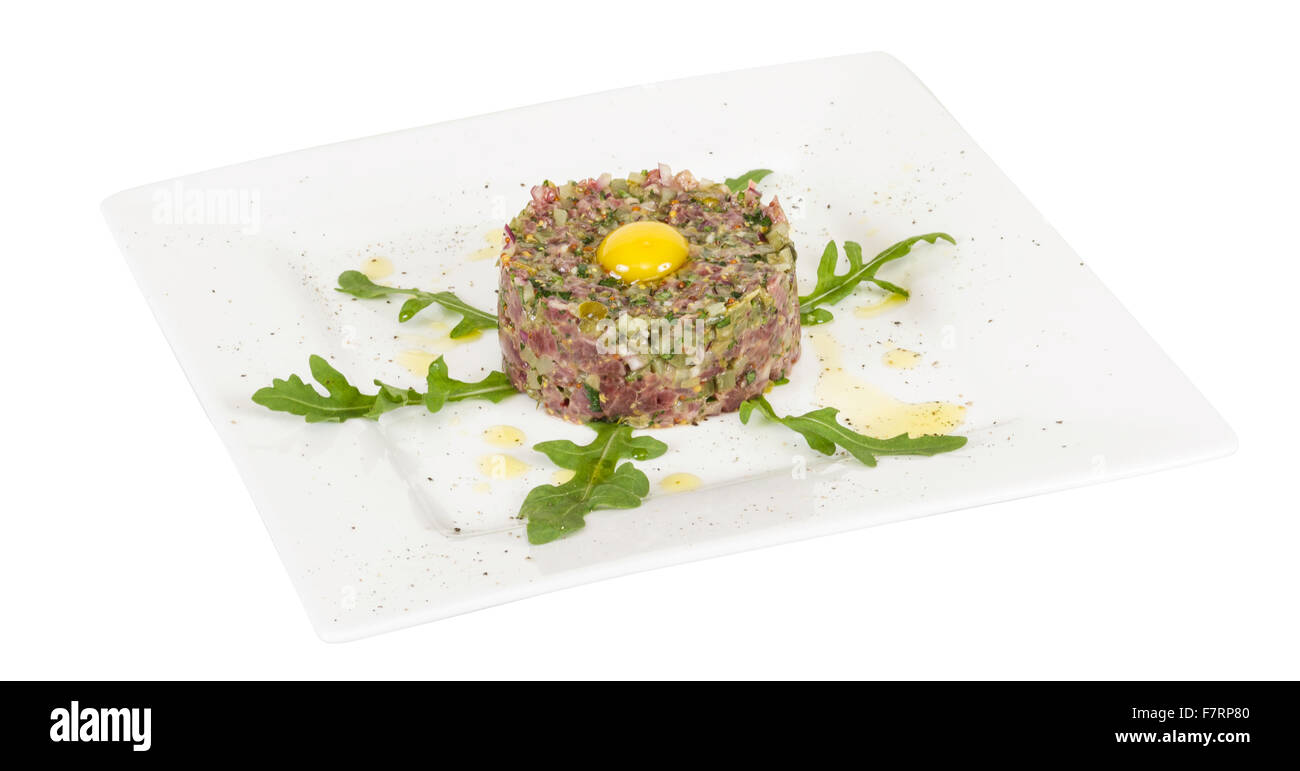 steak tartare with egg Stock Photo - Alamy