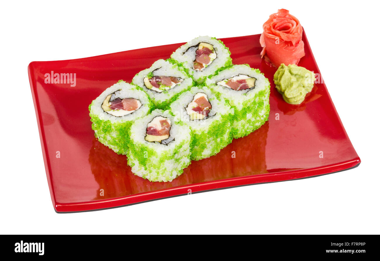 Tobiko Spicy Maki Sushi - Hot Roll with various type of Tobiko (flying ...
