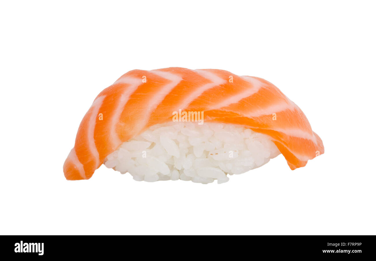 studio shoot of japanese sushi vaki with salmon on white background ...