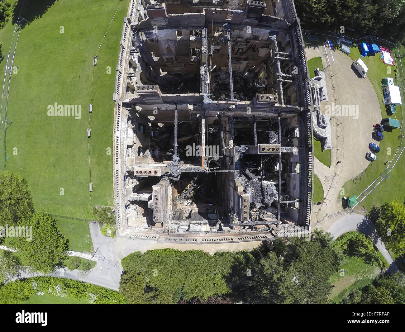 The aftermath of the devastating fire at Clandon Park, Surrey. A fire ...