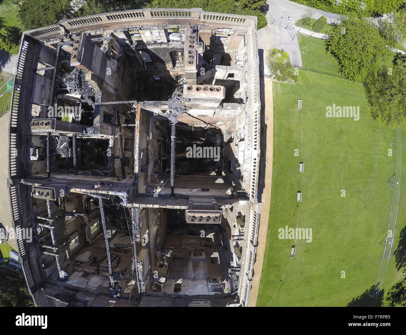 The aftermath of the devastating fire at Clandon Park, Surrey. A fire ...