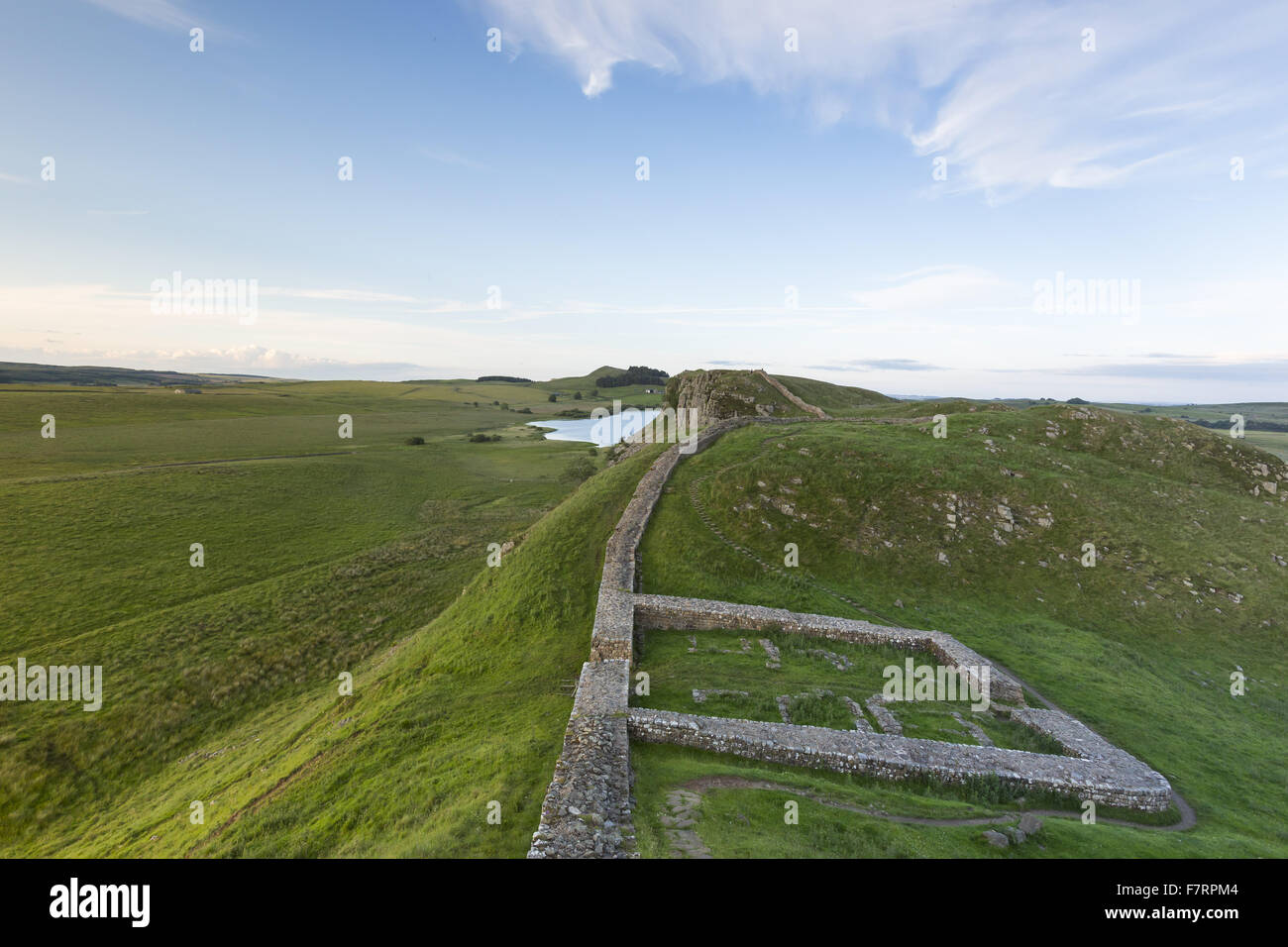 Hadrian's Wall and Housesteads Fort, Northumberland. This is one of the ...