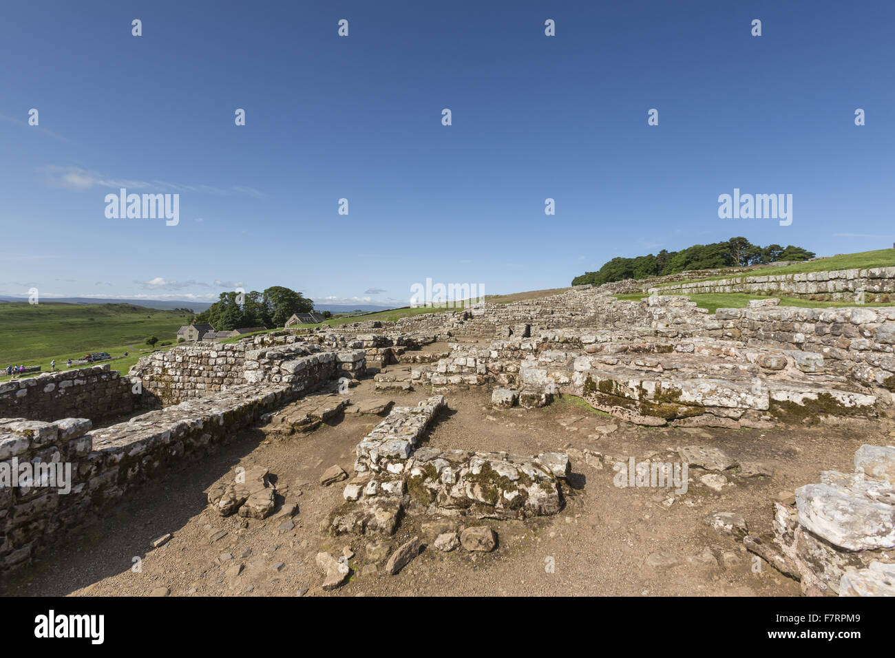 Hadrian's Wall and Housesteads Fort, Northumberland. This is one of the ...
