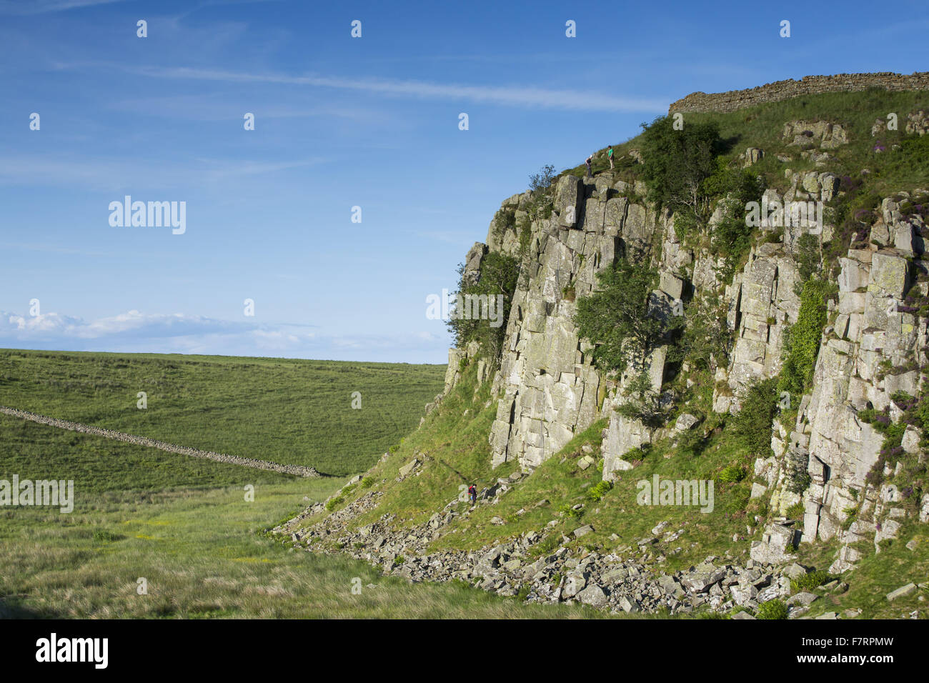Hadrian's Wall and Housesteads Fort, Northumberland. This is one of the ...