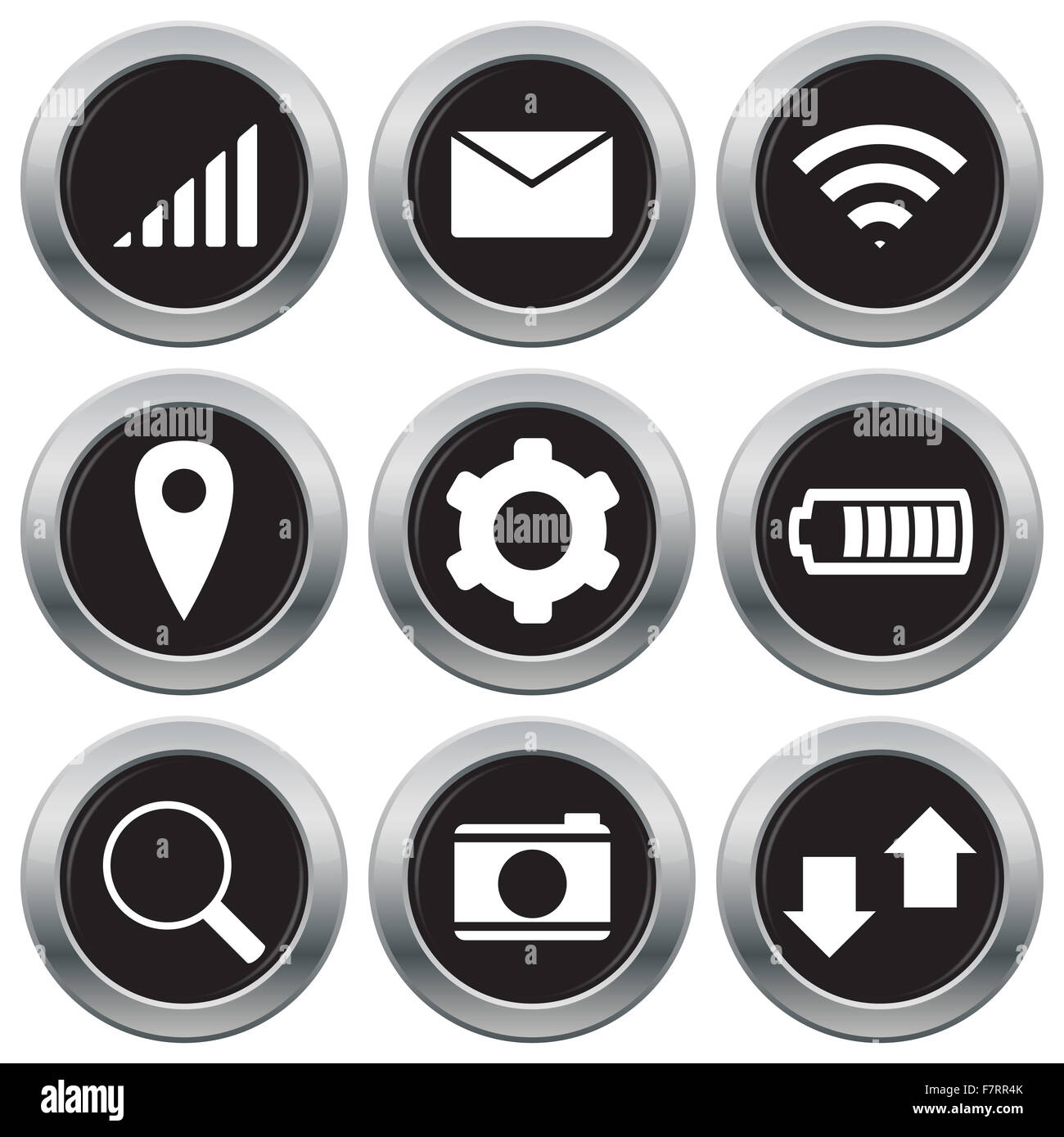 A selection of phone related icons isolated on a white background Stock ...