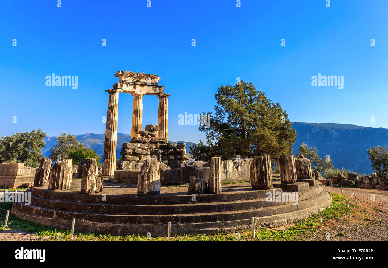 ruins Athina Pronaia temple in Ancient Delphi, Greece Stock Photo - Alamy