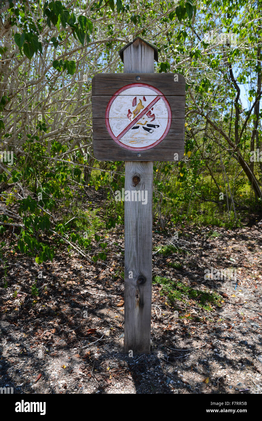 No campfire sign at Boqueron. Cabo Rojo, Puerto Rico. Caribbean Island ...