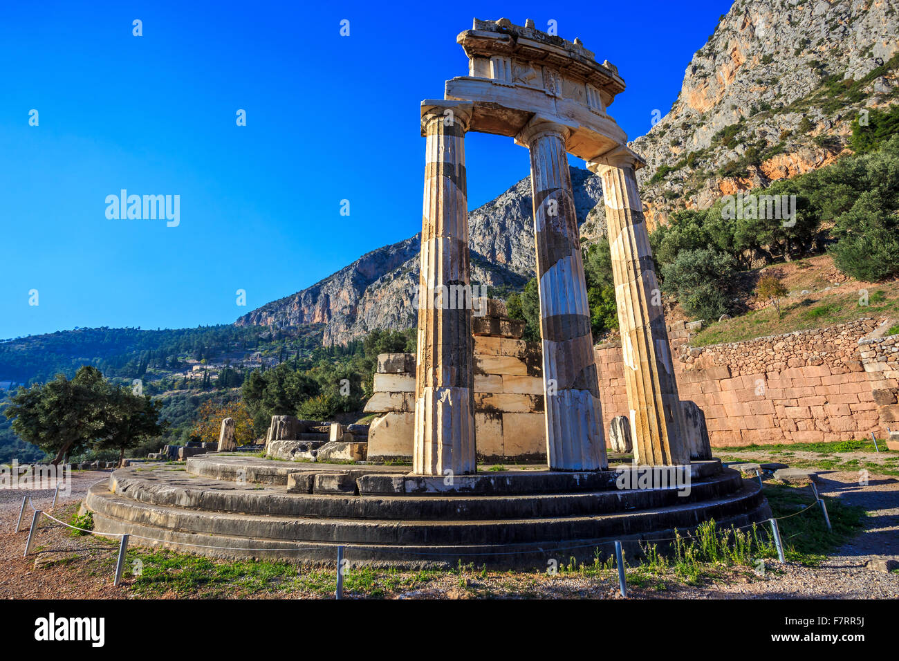 ruins Athina Pronaia temple in Ancient Delphi, Greece Stock Photo - Alamy