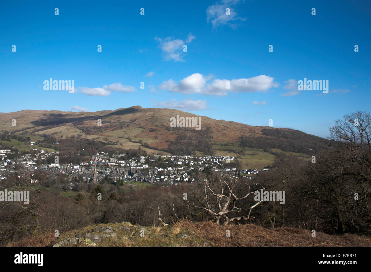 The village of Ambleside lying beneath Wansfell and Wansfell Pike from ...