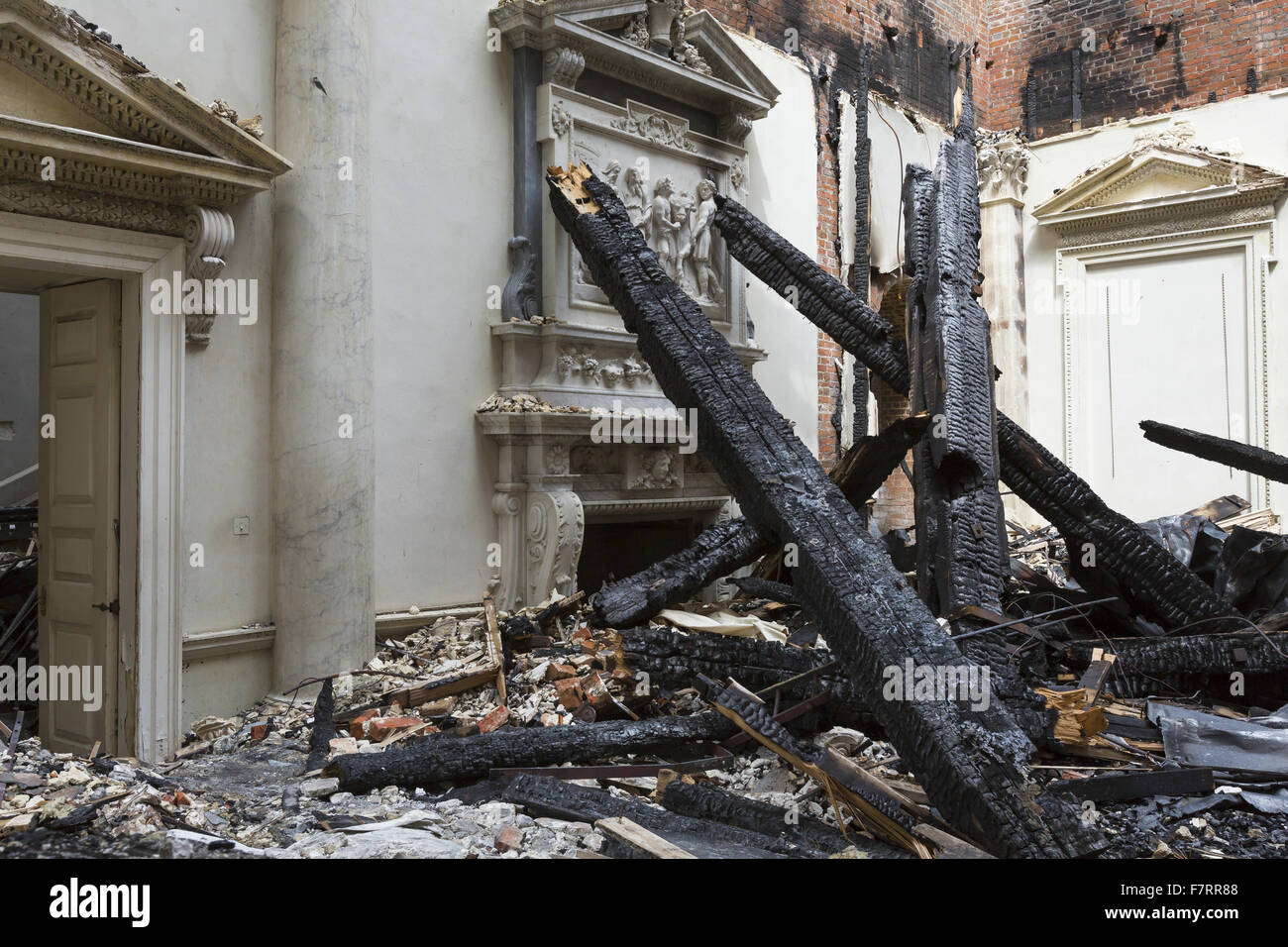 Two weeks after the devastating fire at Clandon Park, Surrey. A fire ...