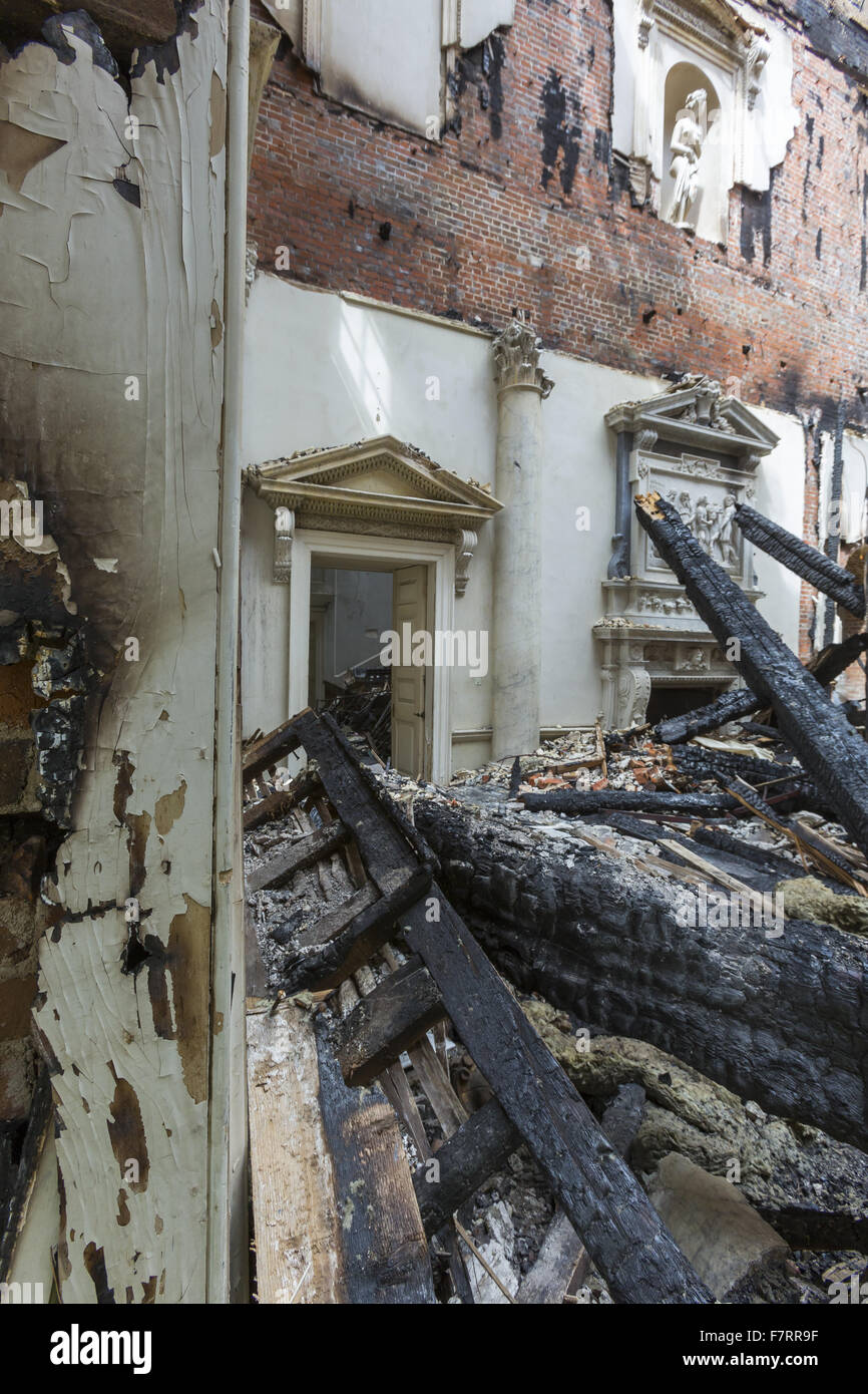 Two weeks after the devastating fire at Clandon Park, Surrey. A fire ...