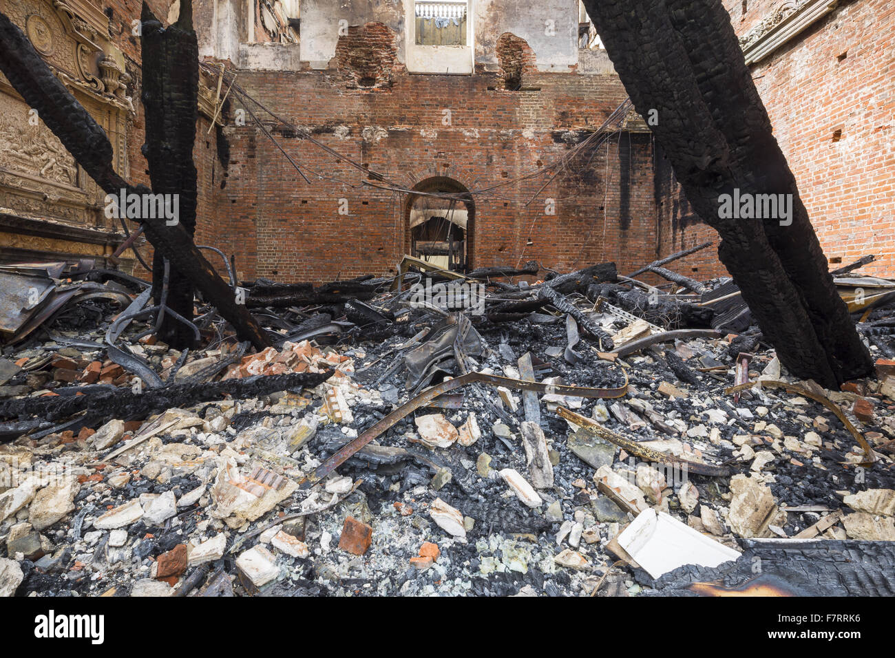 Two weeks after the devastating fire at Clandon Park, Surrey. A fire ...